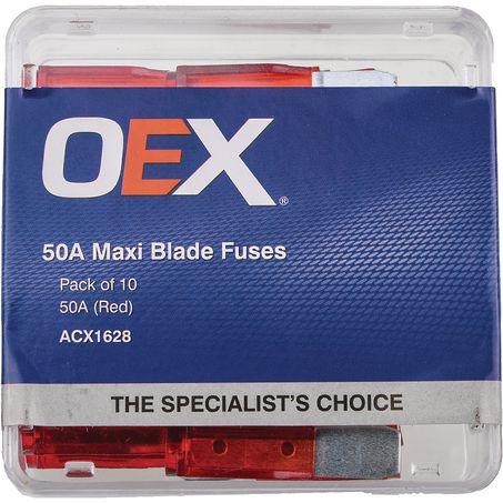 ACX1628 - OEX Maxi Blade Fuse, 50a Red - Pack Of 10 | SES Direct Ltd