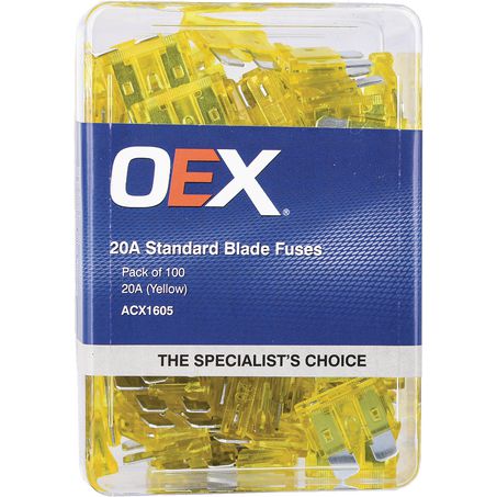 ACX1605 - OEX Standard Blade Fuse, 20a Yellow - Pack Of 100 | SES ...