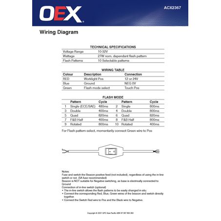 ACX2367 - OEX Slimline Amber Led Beacon Fixed Mount Class 1 | SES ...