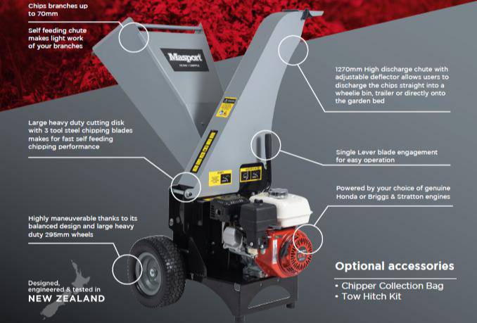 Masport Mc900 Chipper Honda Gx200 6.5Hp | SES Direct Ltd