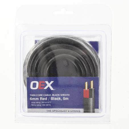 Acx0811-5Bl - Oex 6Mm Twin Core Automotive Cable, Red/Black, With Black ...
